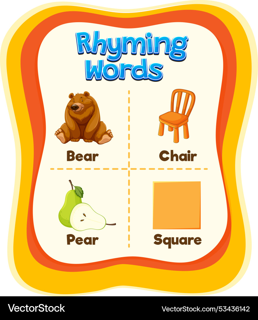 Rhyming words for kids Royalty Free Vector Image