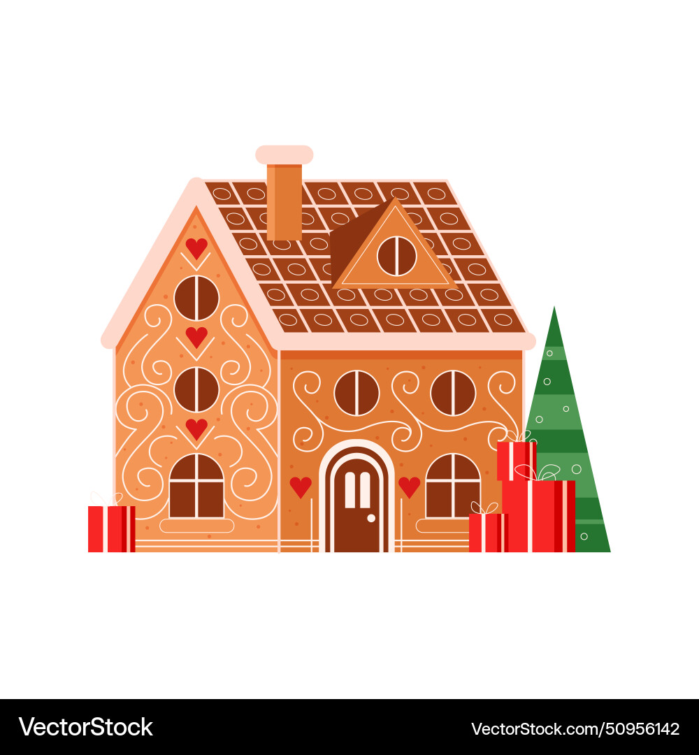 Season gingerbread house Royalty Free Vector Image