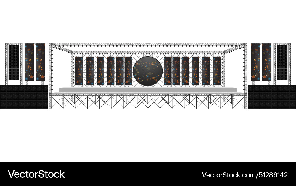 Stage and speaker with led screen on the truss Vector Image
