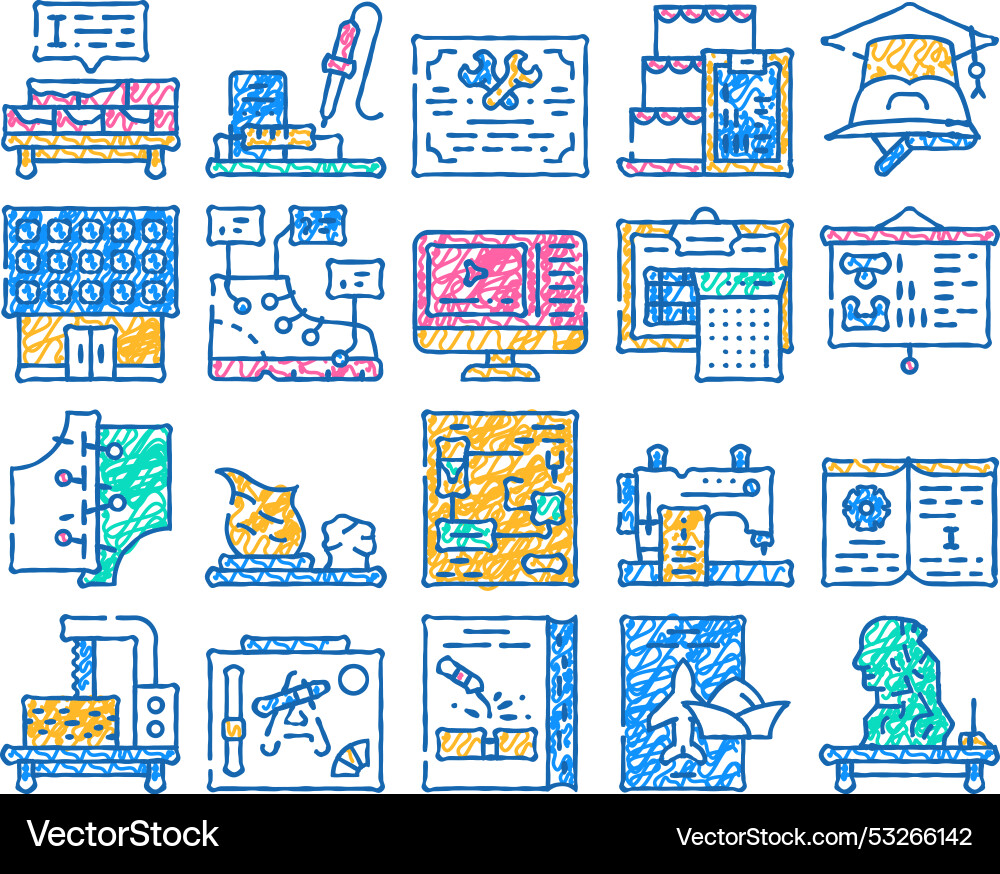 Vocational school icon hand drawn Royalty Free Vector Image