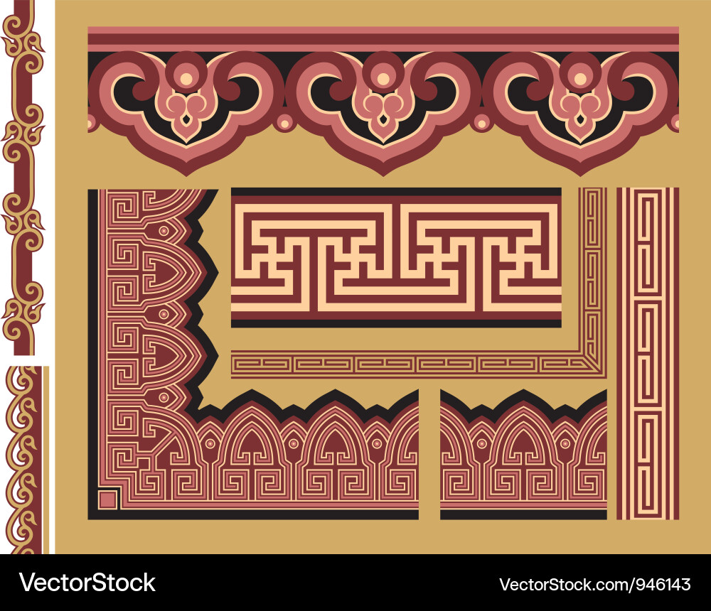 Asian Swastika Borders Royalty Free Vector Image