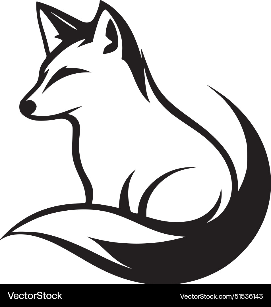 Fox - black and white Royalty Free Vector Image