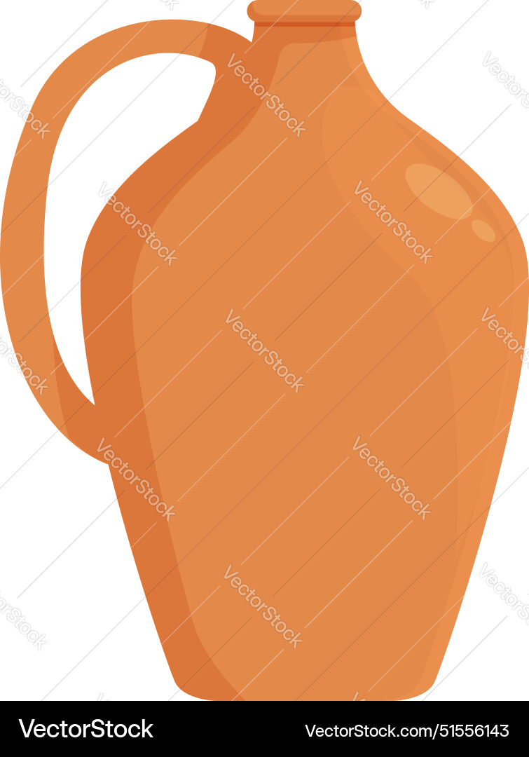 Large brown clay pitcher standing on white Vector Image