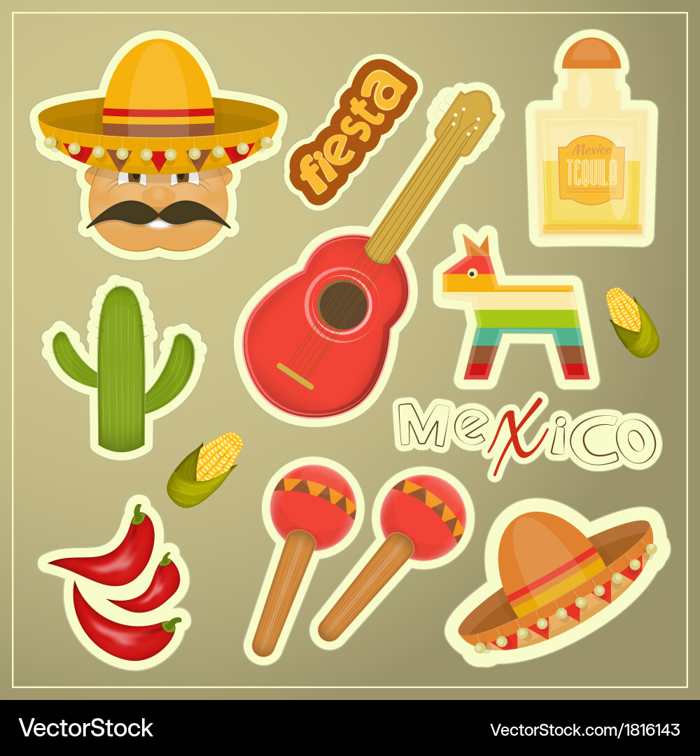 Mexican Fiesta Icons Royalty Free Vector Image