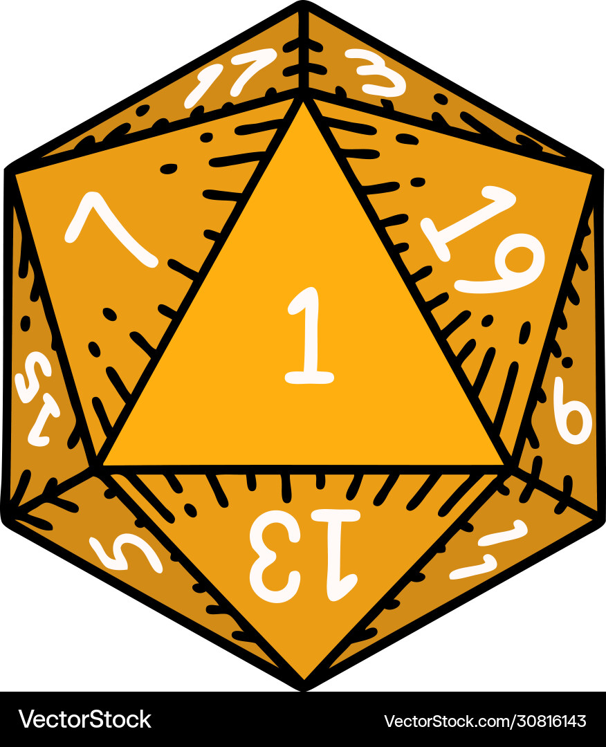 Natural 1 d20 dice roll Royalty Free Vector Image