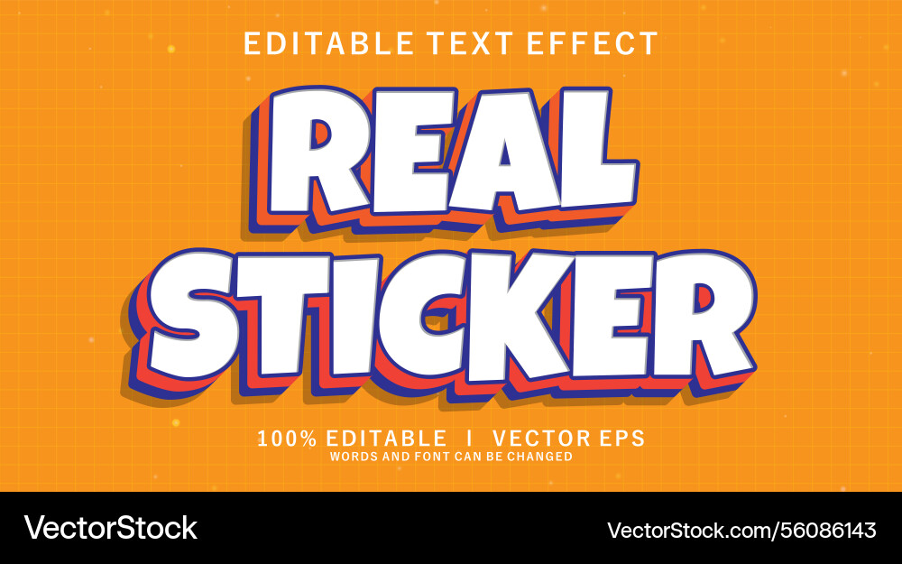Real sticker text effect with modern style design Vector Image