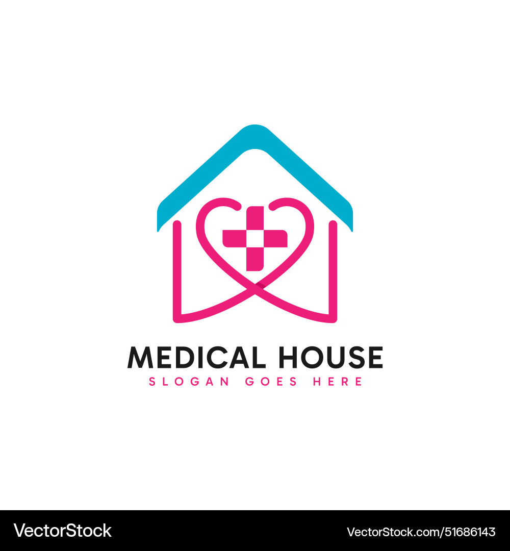 Simple medical house with and heart Royalty Free Vector