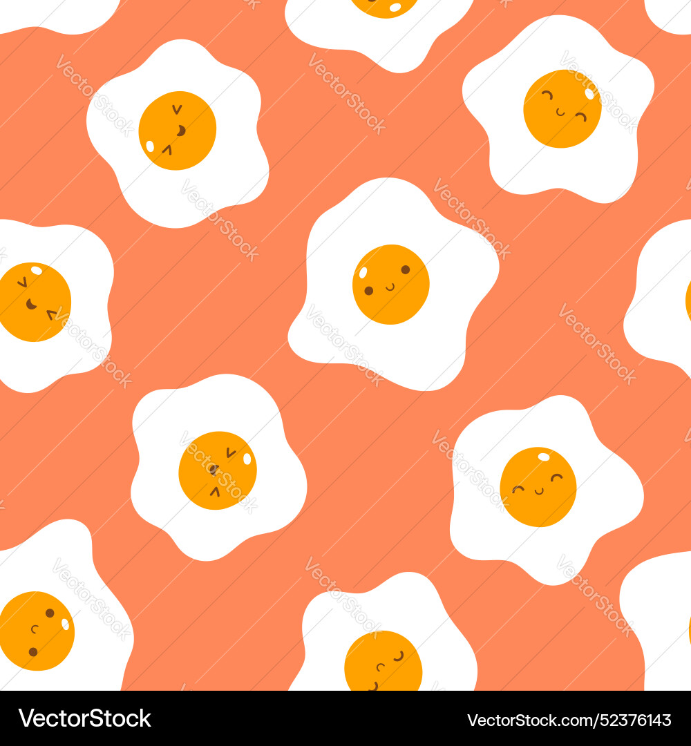 Simple seamless pattern with cute fried eggs Vector Image