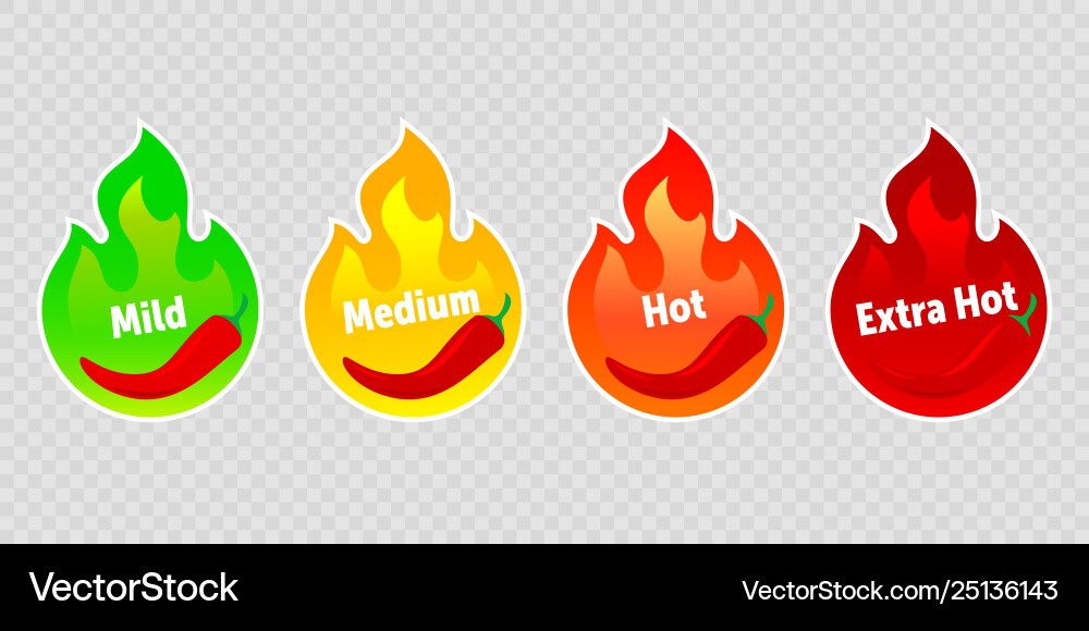 Spicy Chili Pepper Icons - Hot & Mild Vector Image