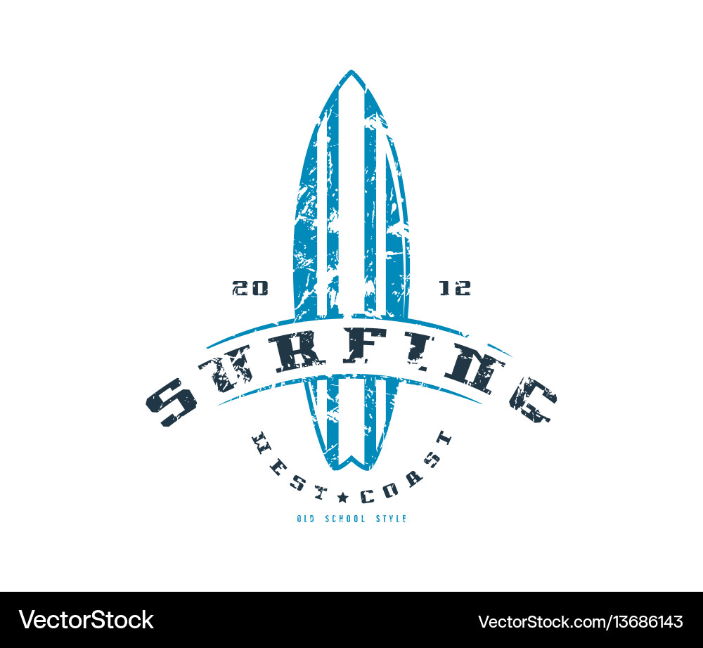 Surfing emblem graphic design for t-shirt Vector Image
