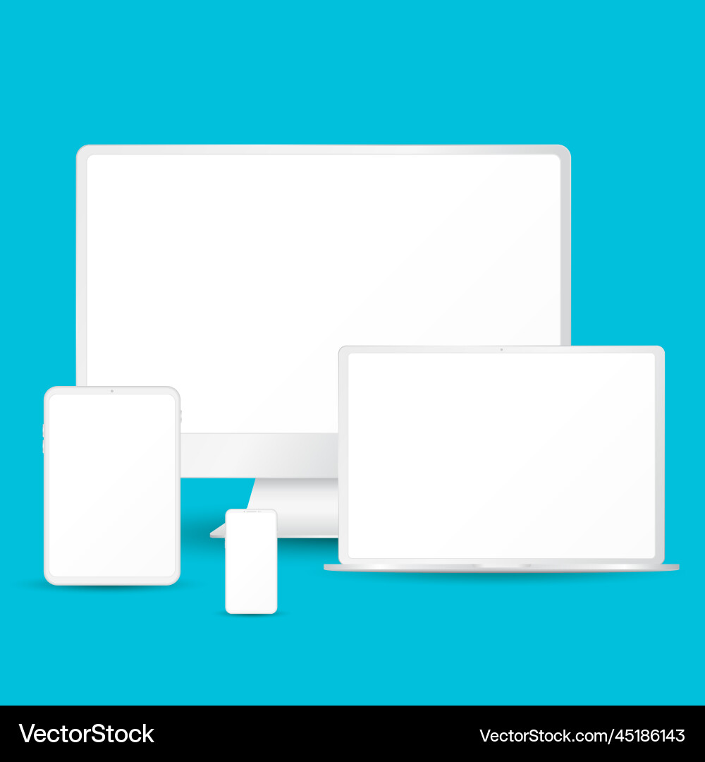 White digital gadgets set Royalty Free Vector Image