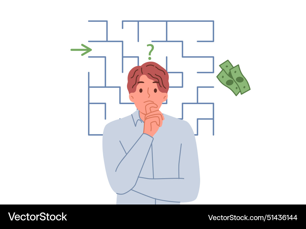 Business man is thinking about way to get rich Vector Image