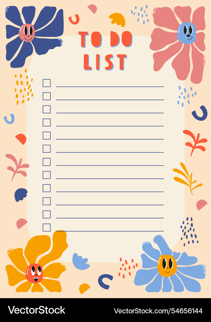 Daily check list planner note paper to do Vector Image
