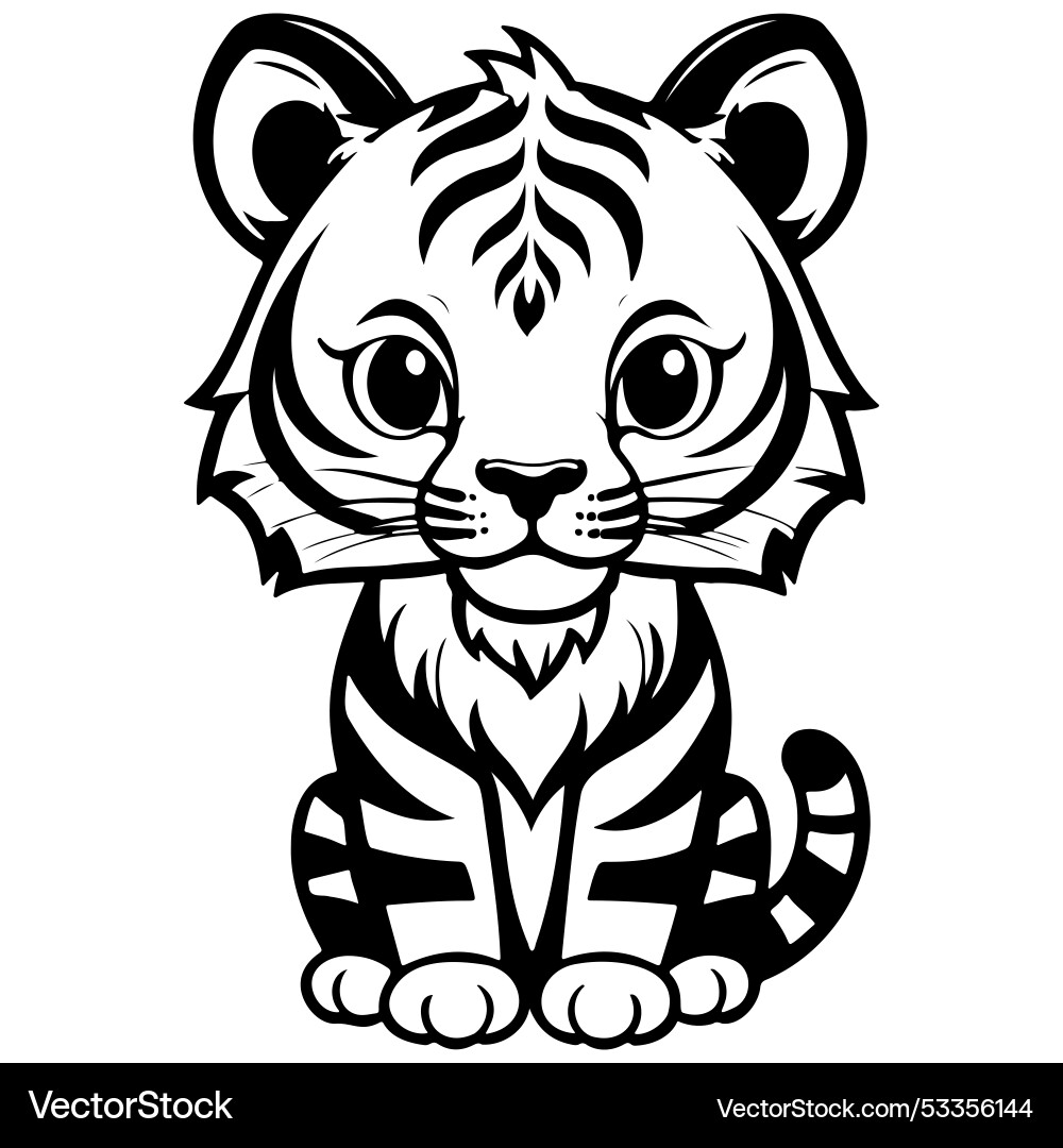 Drawing cartoon tiger outline Royalty Free Vector Image