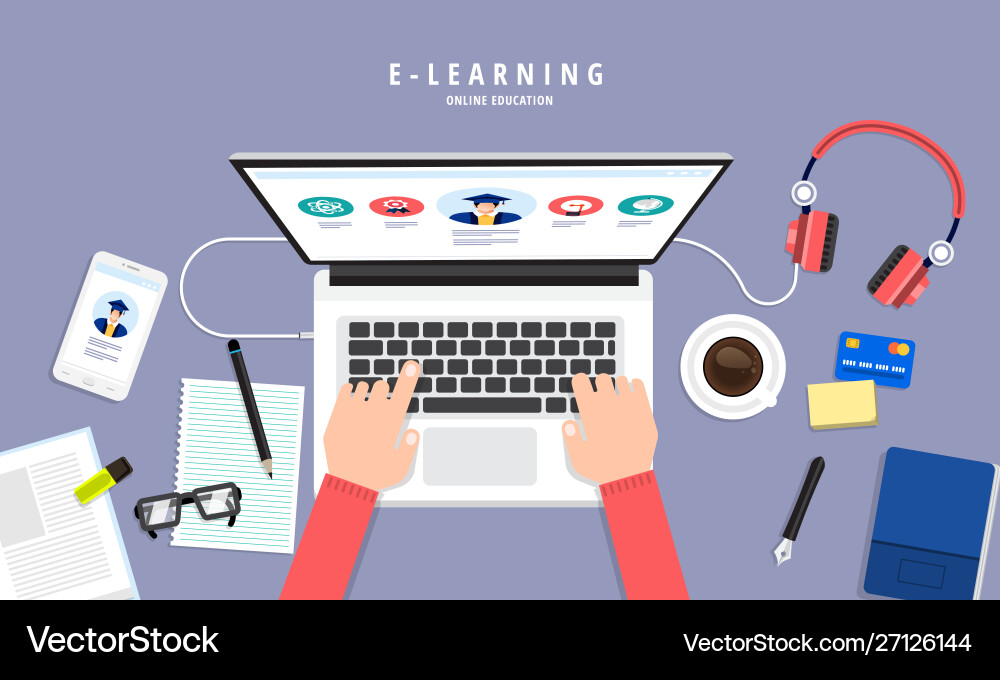 Online Education & E-Learning Royalty Free Vector Image
