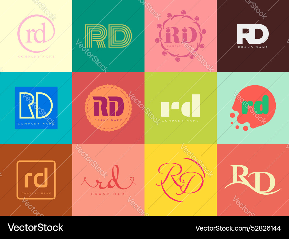 Rd logo company template letter r and d logotype Vector Image