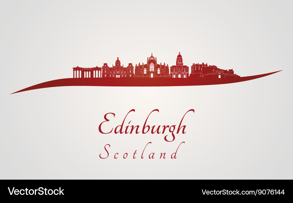 Red Edinburgh Skyline Silhouette Royalty Free Vector Image
