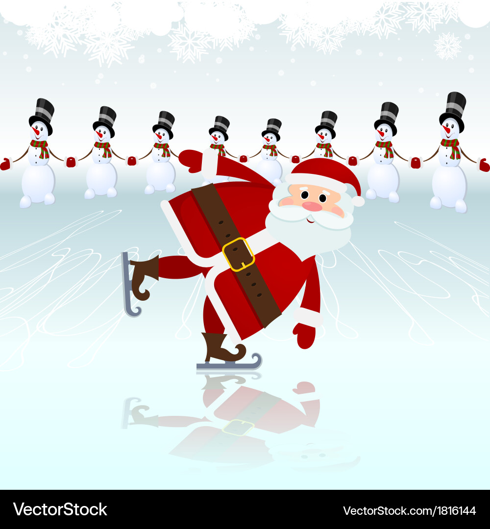 Santa Skating on Ice Royalty Free Vector Image