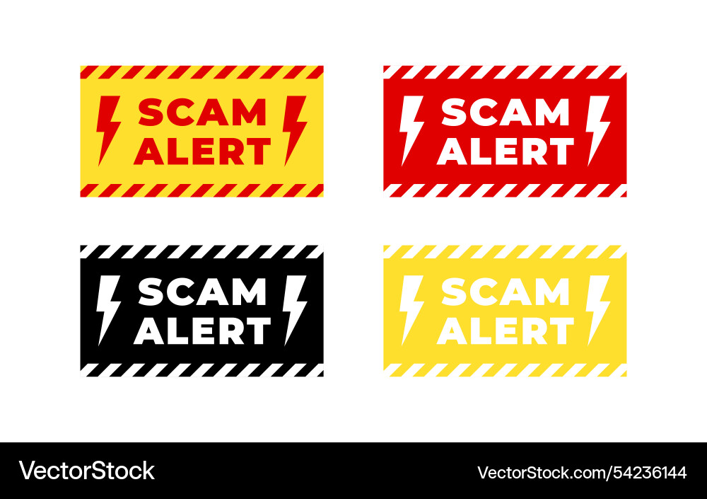 Scam alert signs warning symbols Royalty Free Vector Image