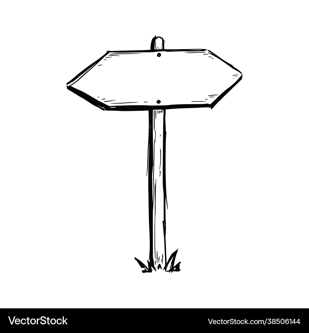 Sketch direction sign hand drawn Royalty Free Vector Image