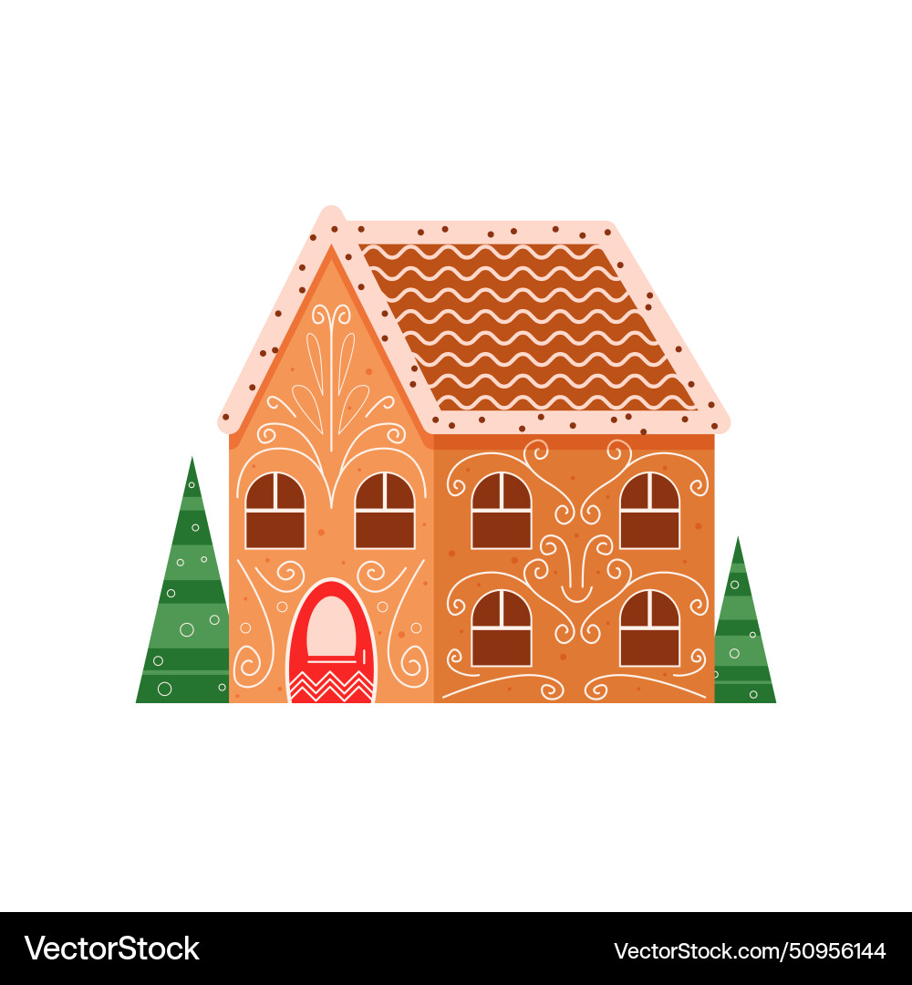 Traditional gingerbread house Royalty Free Vector Image