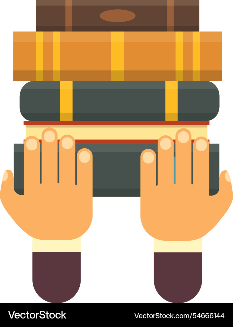 Two hands gently cradling a vibrant stack Vector Image