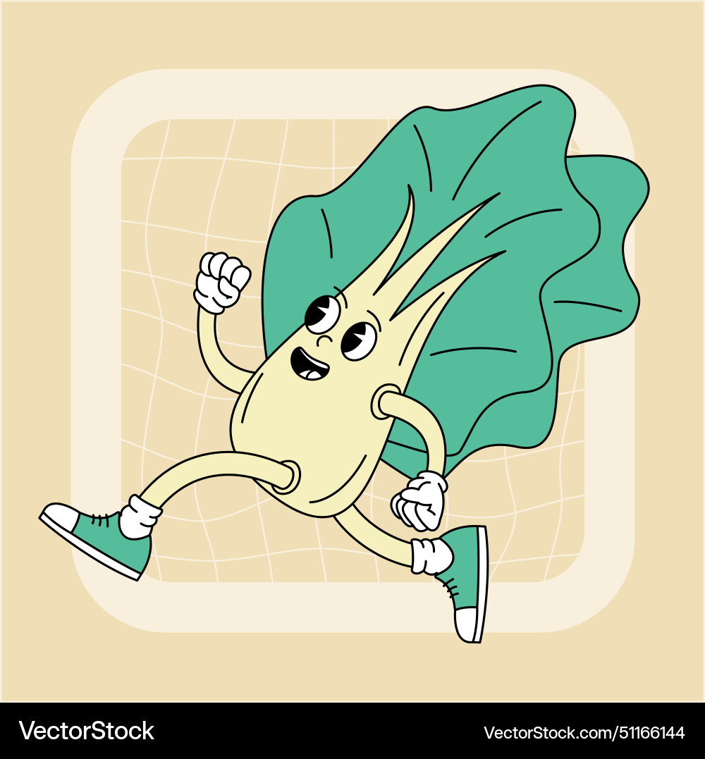 Vintage groovy salad character Royalty Free Vector Image