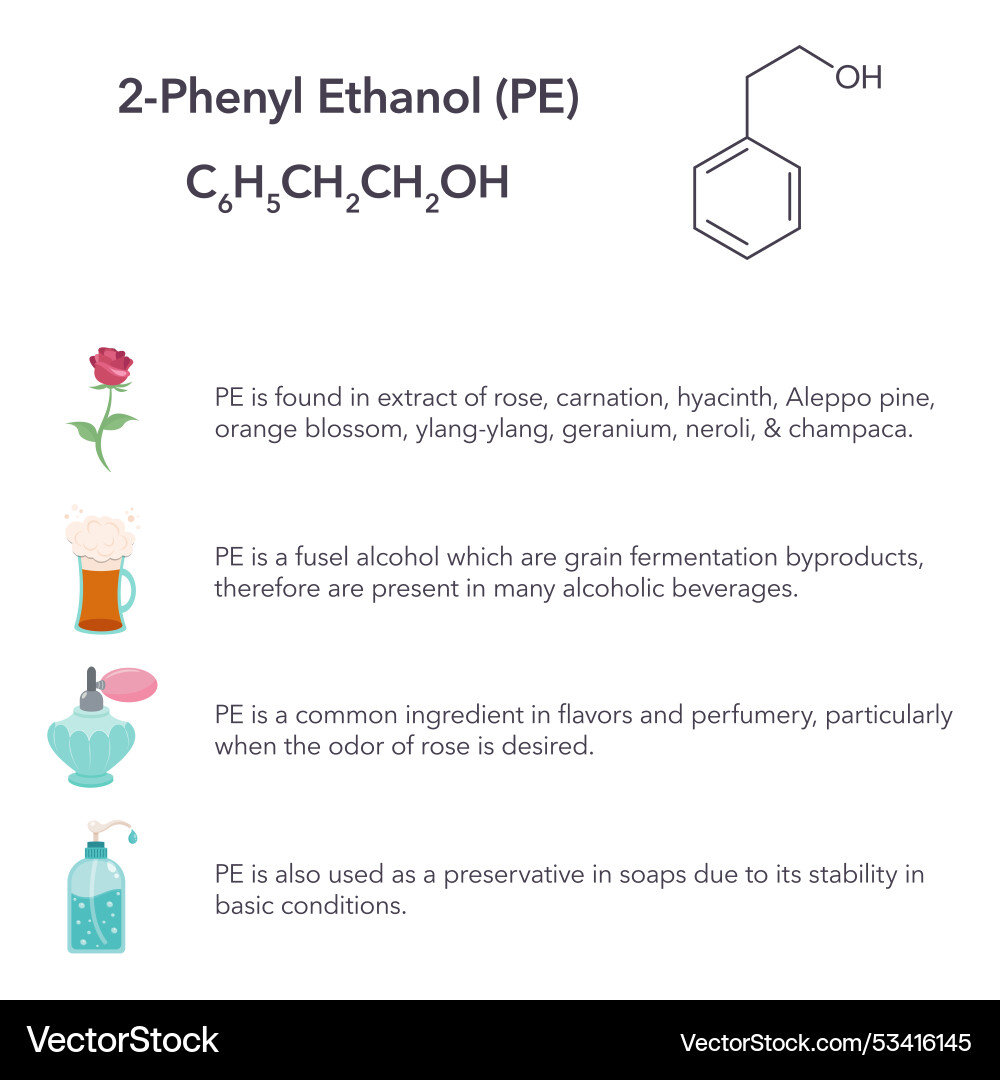 2-phenyl ethanol pe Royalty Free Vector Image - VectorStock