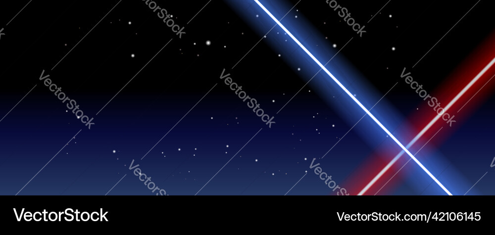 Abstract space background with two crossed lights Vector Image