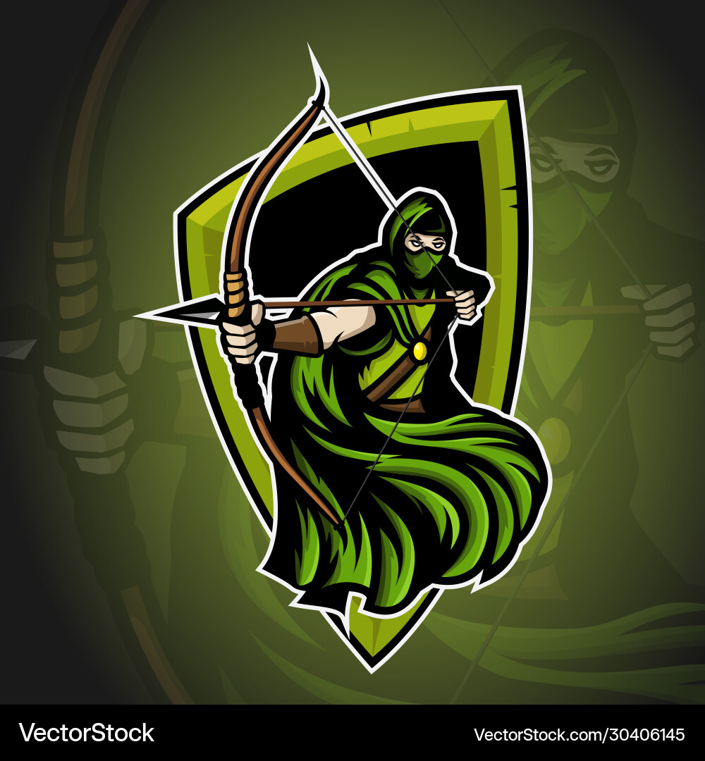 Archer sport mascot logo design Royalty Free Vector Image