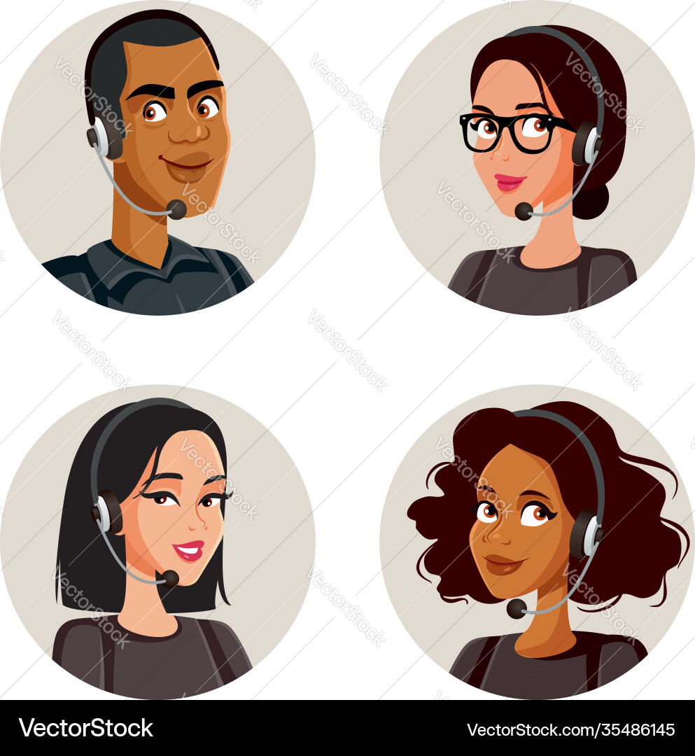 Call Center Agent Avatars Royalty Free Vector Image