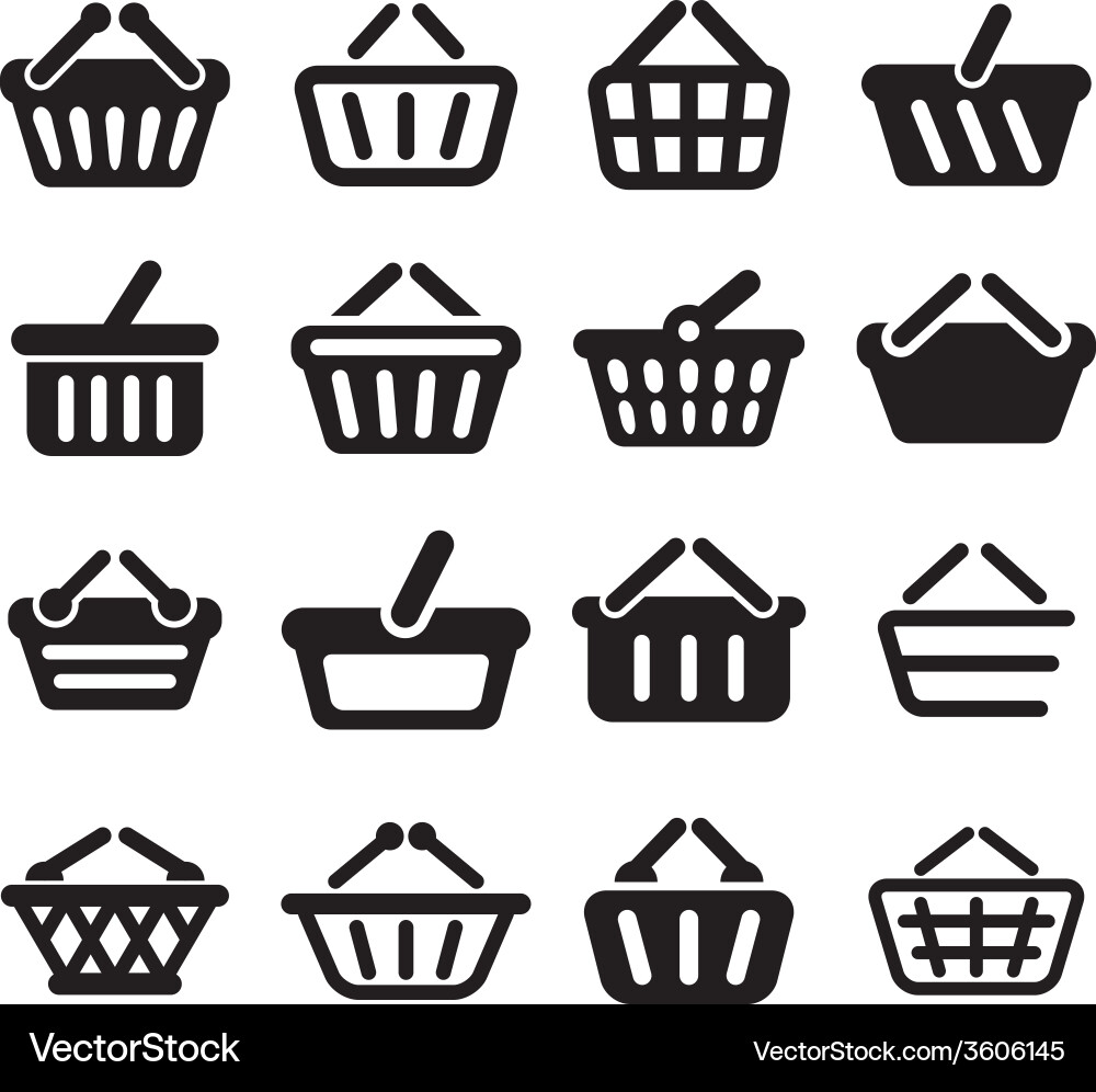 E-shop basket collection Royalty Free Vector Image