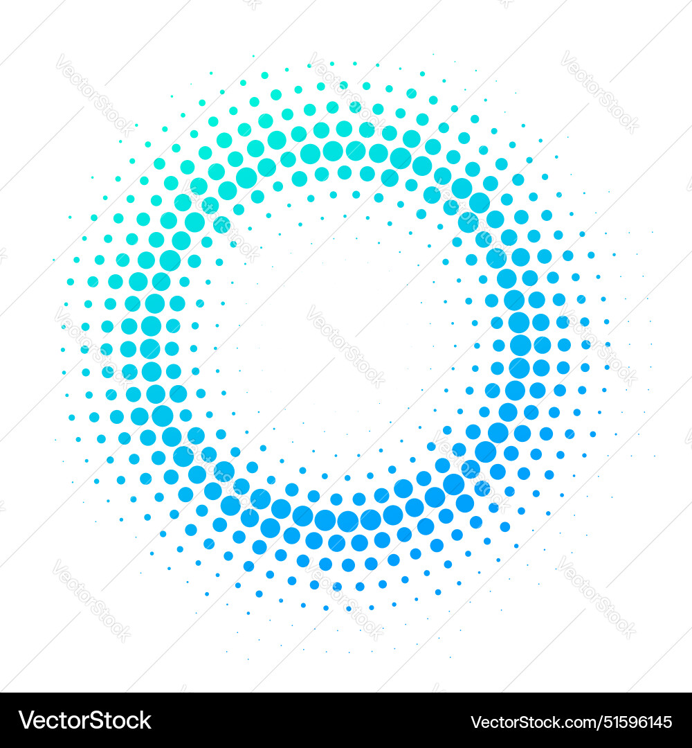 Halftone dotted blue gradient frame isolated Vector Image
