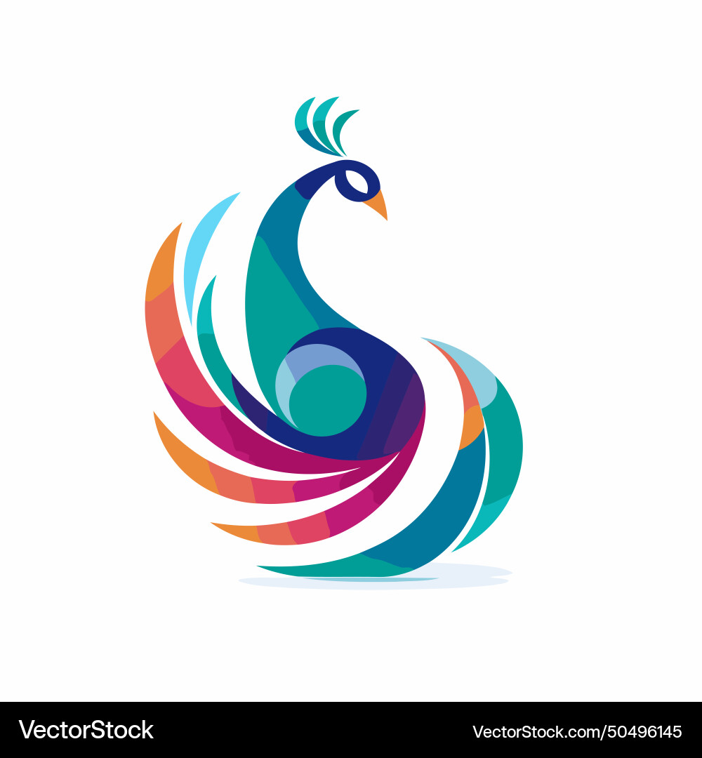 Peacock Logo Design Template Colorful Icon Vector Image