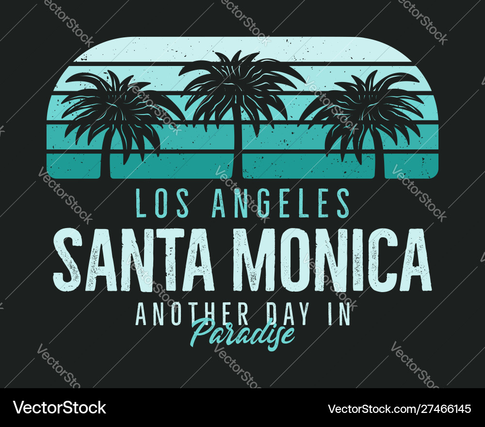 Retro Santa Monica Beach Emblem Royalty Free Vector Image