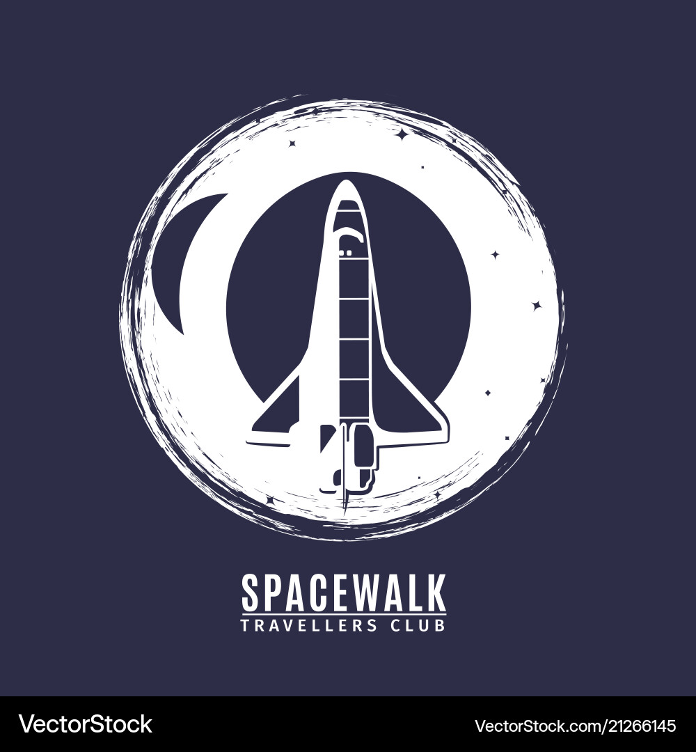 Retro Space Logo - Rocket & Galaxy Royalty Free Vector