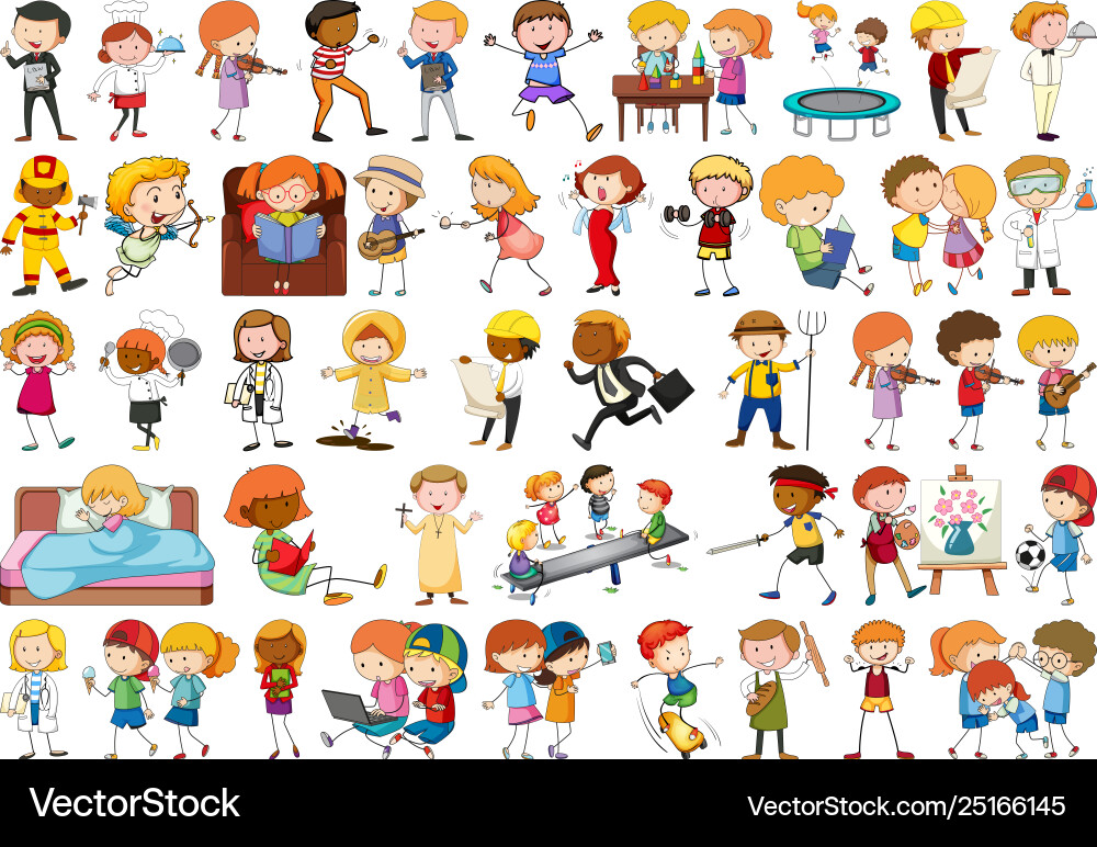 Set cartoon character Royalty Free Vector Image