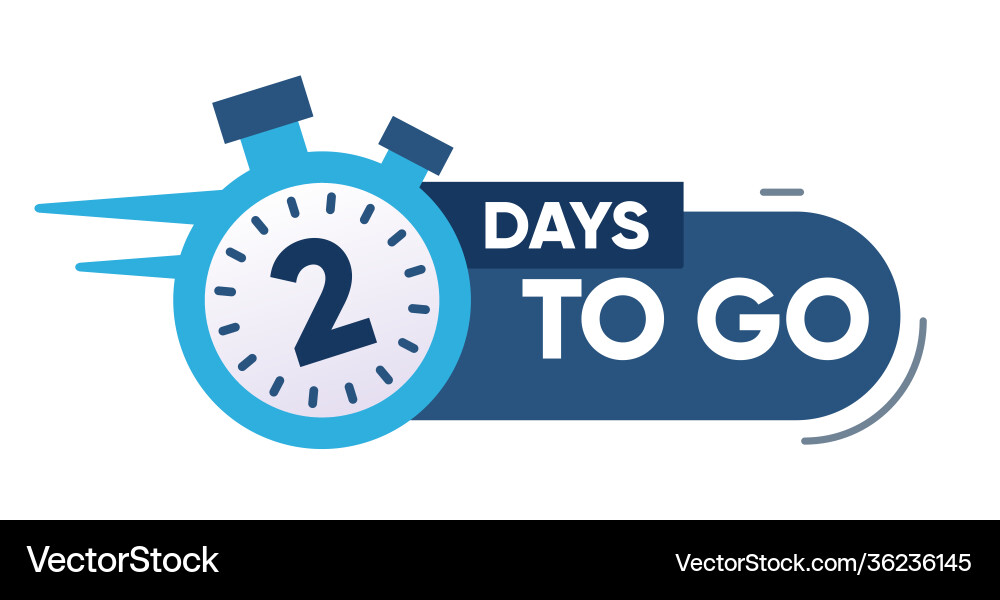 Two days left icon 2 to go Royalty Free Vector Image