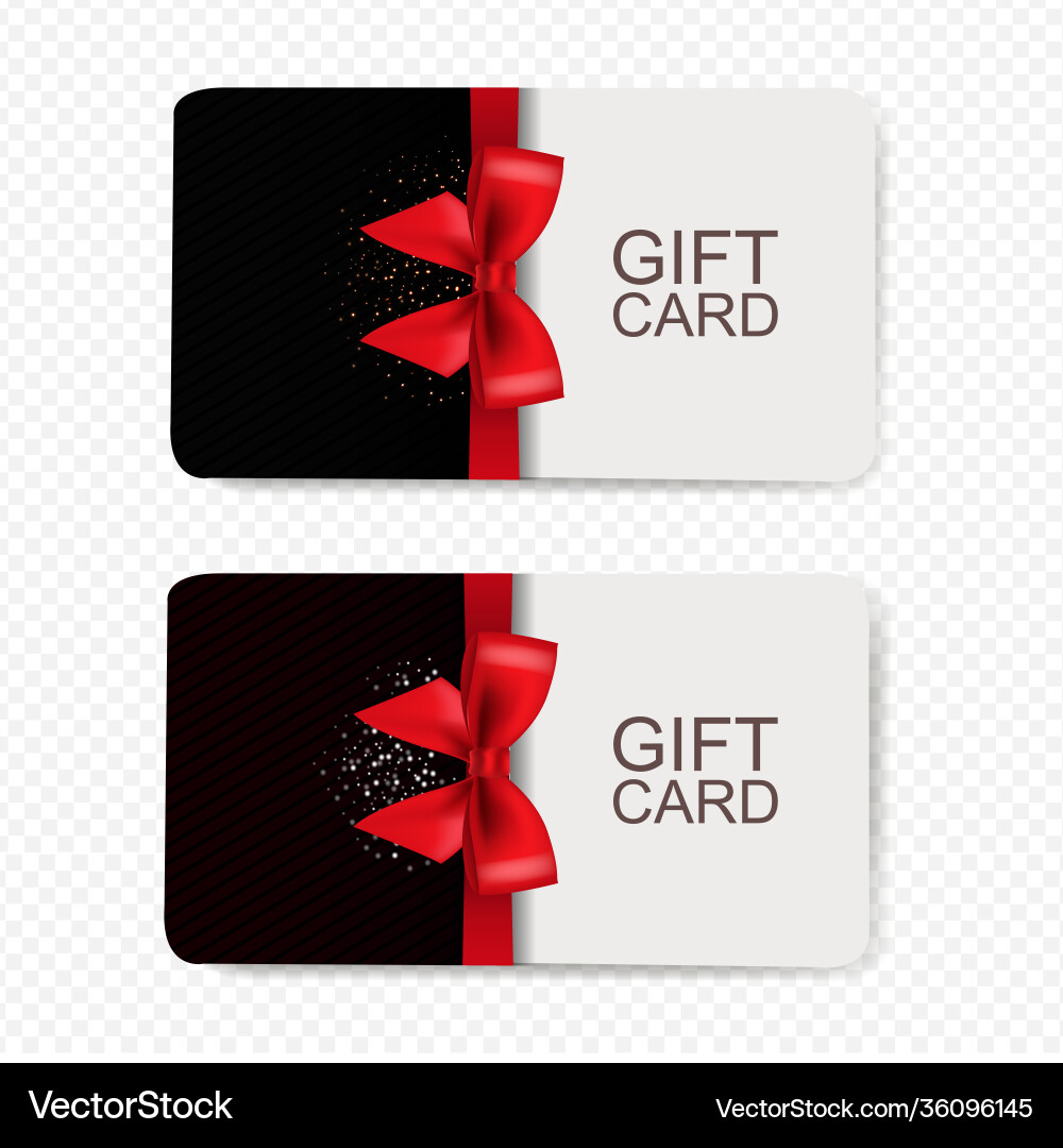 Two gift cards set isolated transparent background