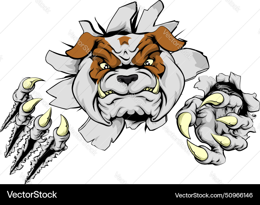 Bulldog ripping through wall Royalty Free Vector Image