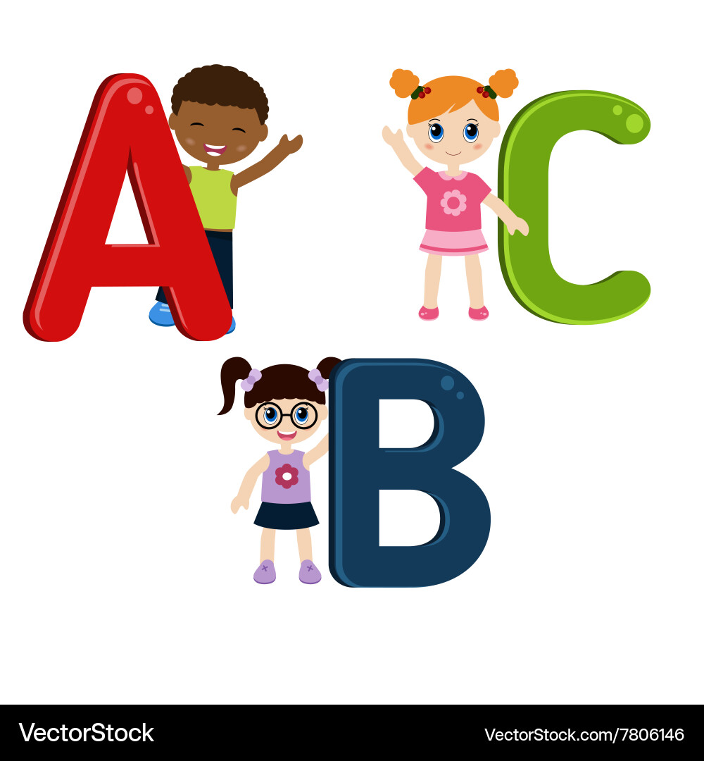 Children with abc Royalty Free Vector Image - VectorStock