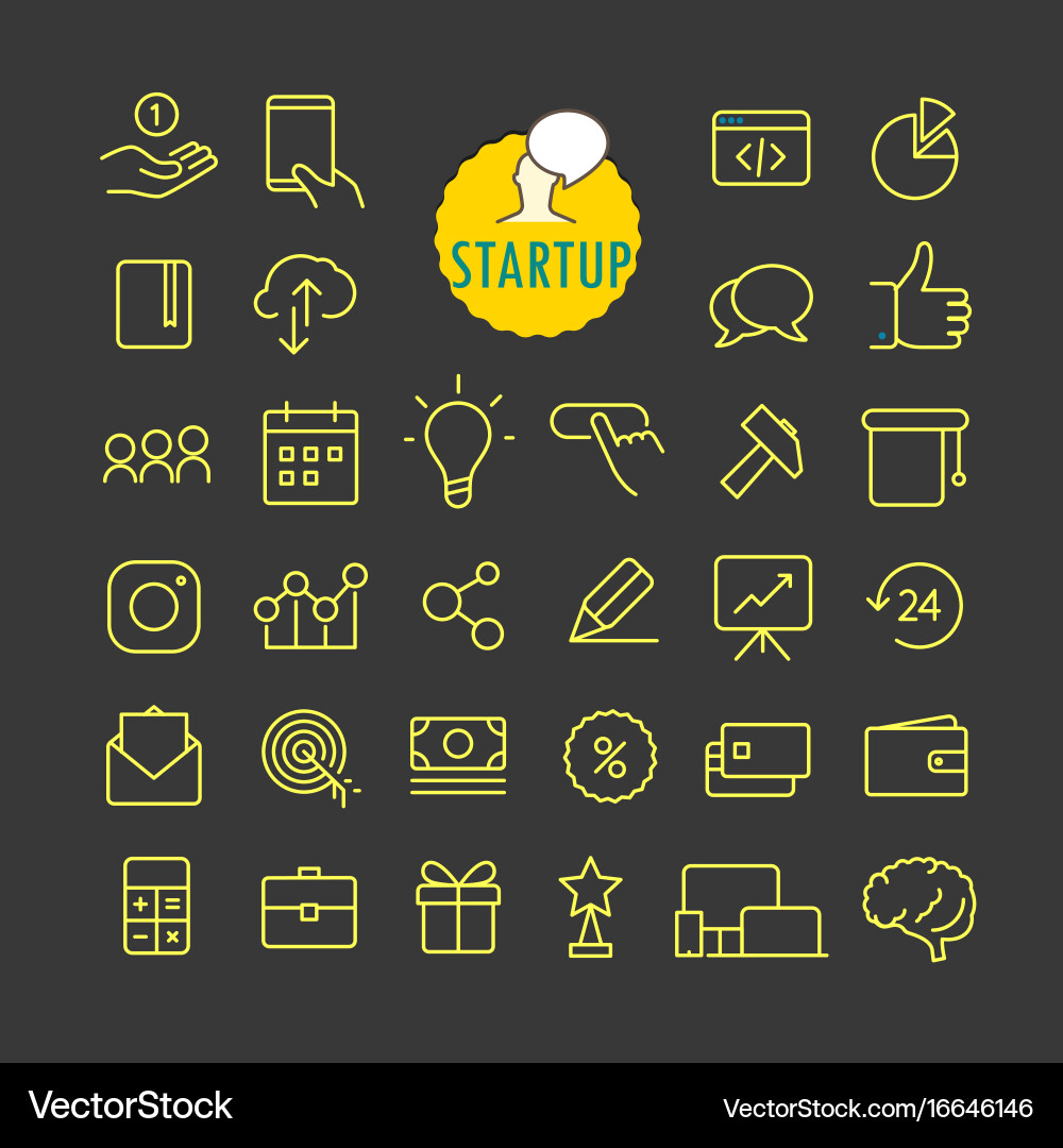 Different startup icons collection web and mobile Vector Image