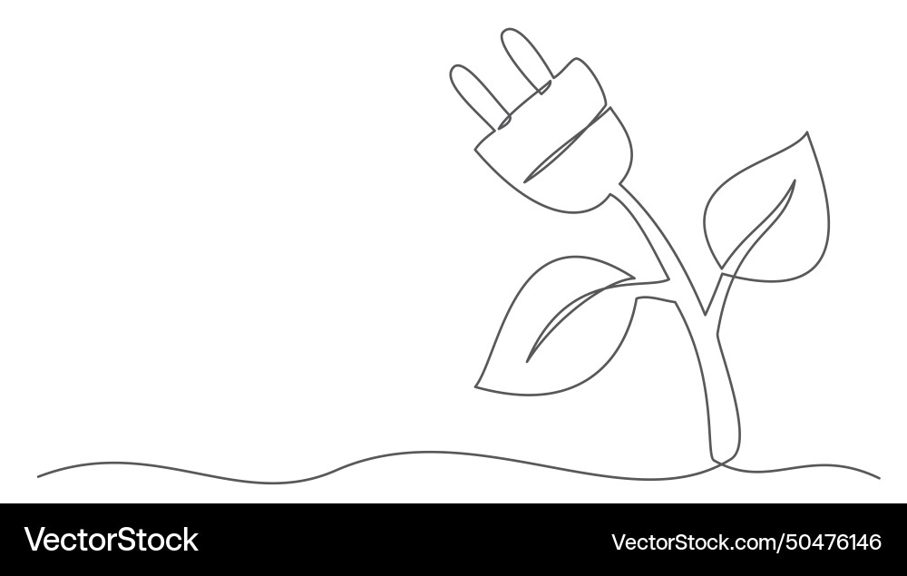 Energy saving one line drawing isolated on white Vector Image