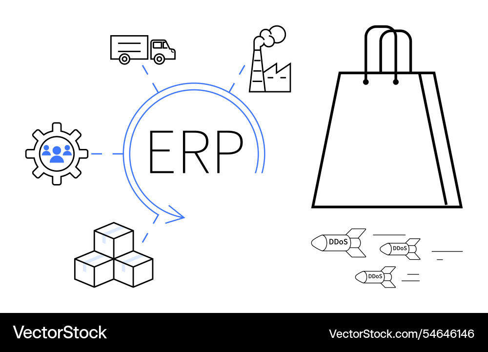 Erp system integration with logistics Royalty Free Vector