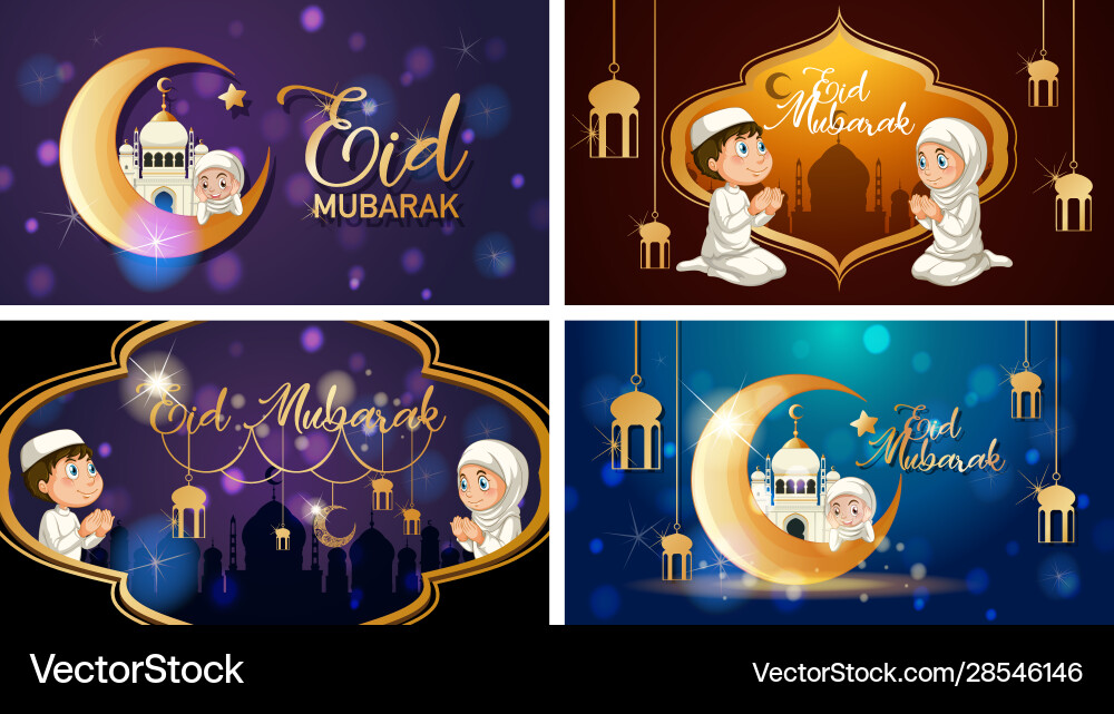 Four background designs for muslim festival eid Vector Image