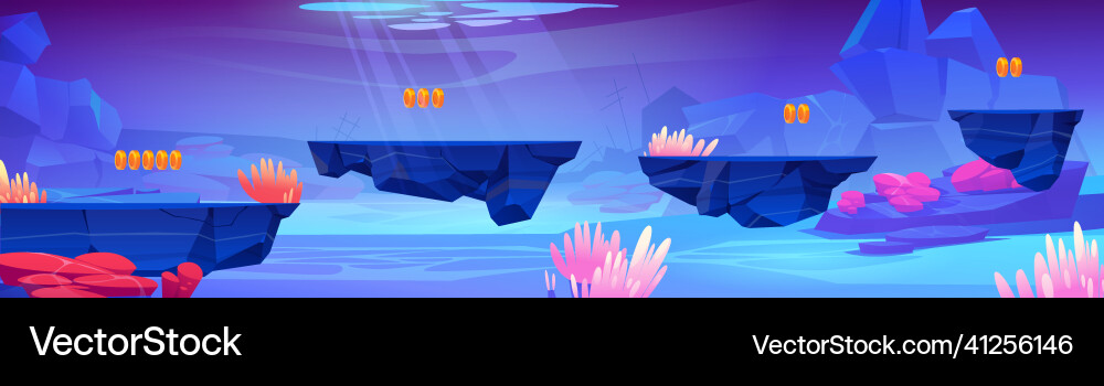 Game level background with platforms in sea Vector Image