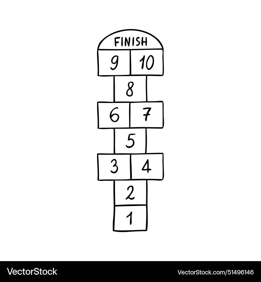 Hopscotch kid activity doodle outline game icon Vector Image