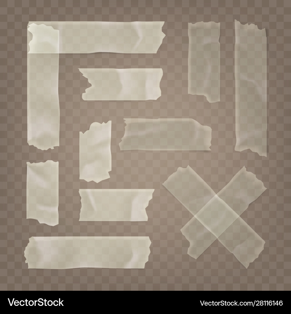Realistic transparent adhesive tape set sticky Vector Image