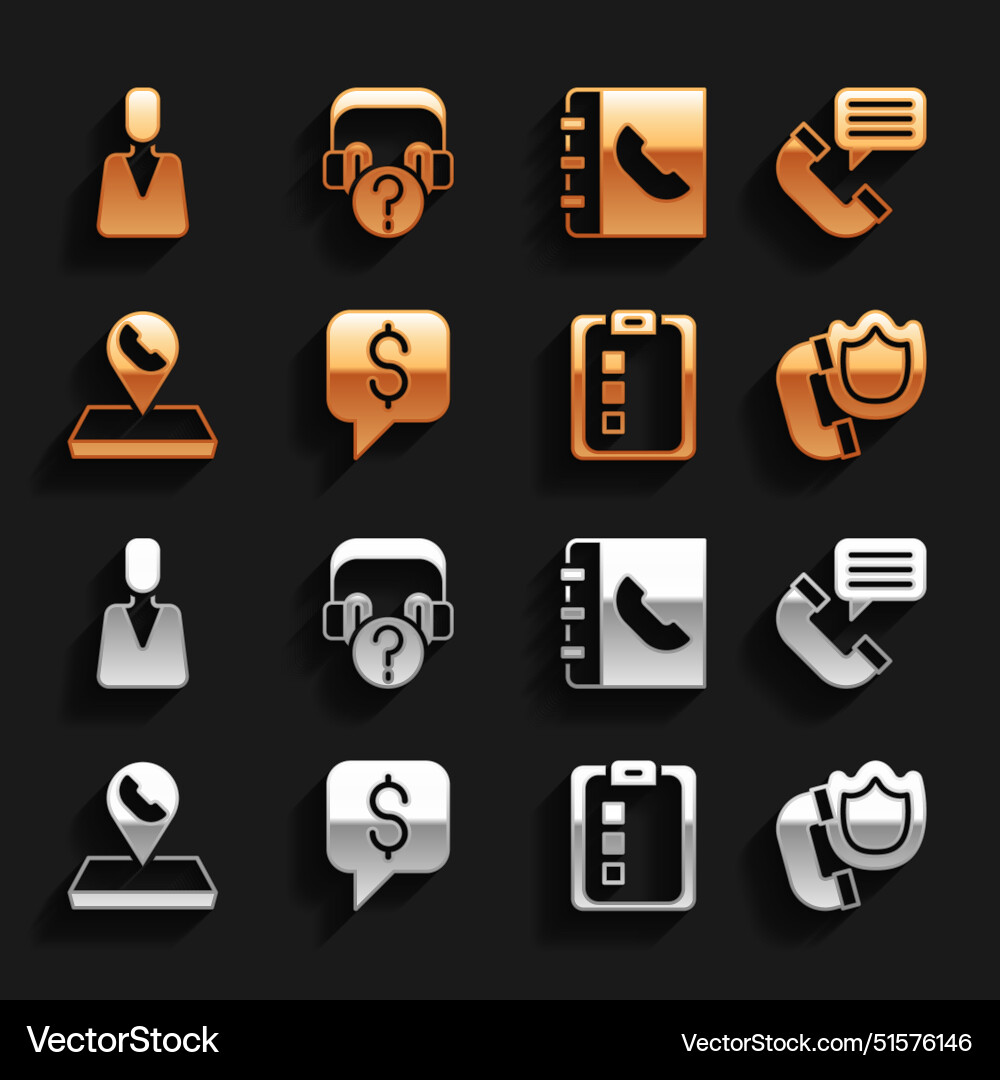 Set paid support telephone conversation handset Vector Image