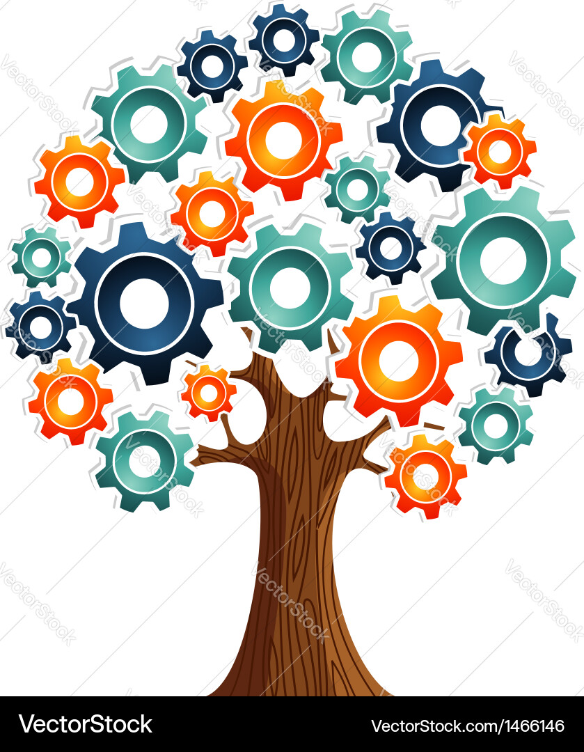 Technology engine tree Royalty Free Vector Image